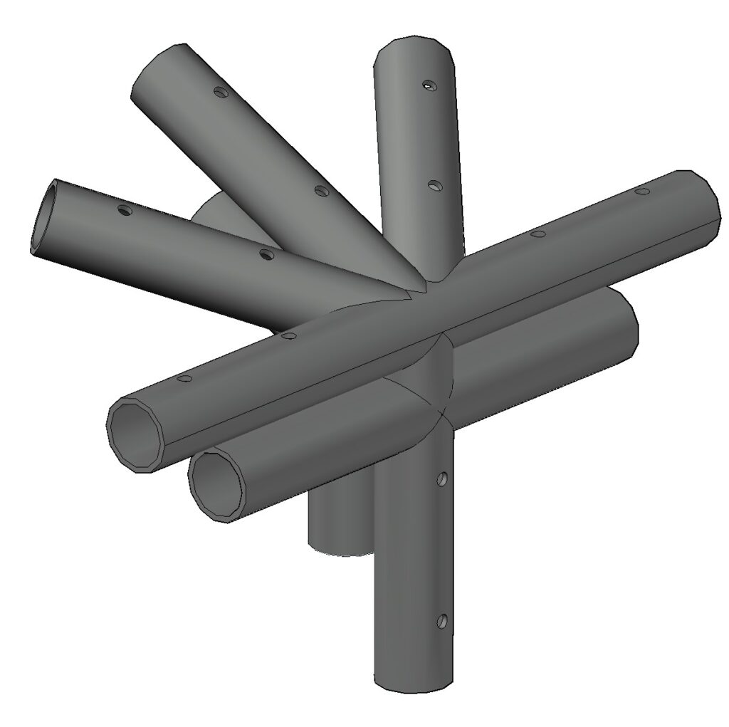 Double Tube 6 Way Side Tee – Central Tent
